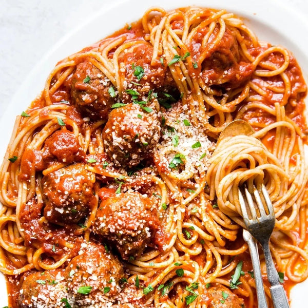 Spaghetti and Meatballs with Tomato Basil Sauce - Tastefully Served